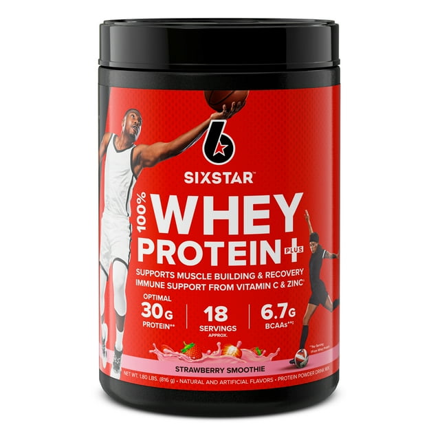 Six Star Pro Nutrition 100% Whey Protein Powder, Strawberry Smoothie ...