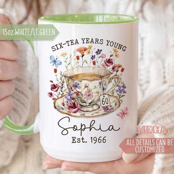 Six Tea Mug Custom 60th Birthday Mug Personalized Gift For 60th ...
