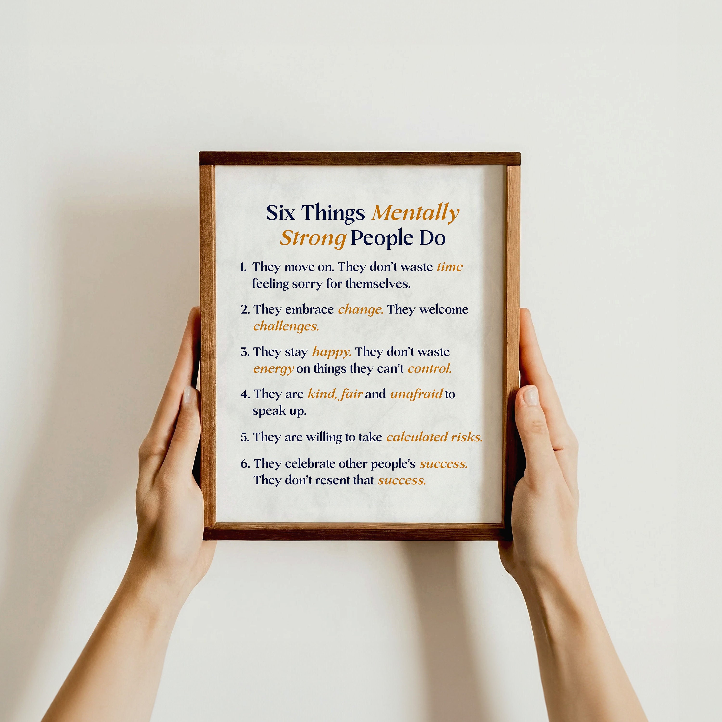 Six Things Strong People Do Wall Art - Motivational For Self ...