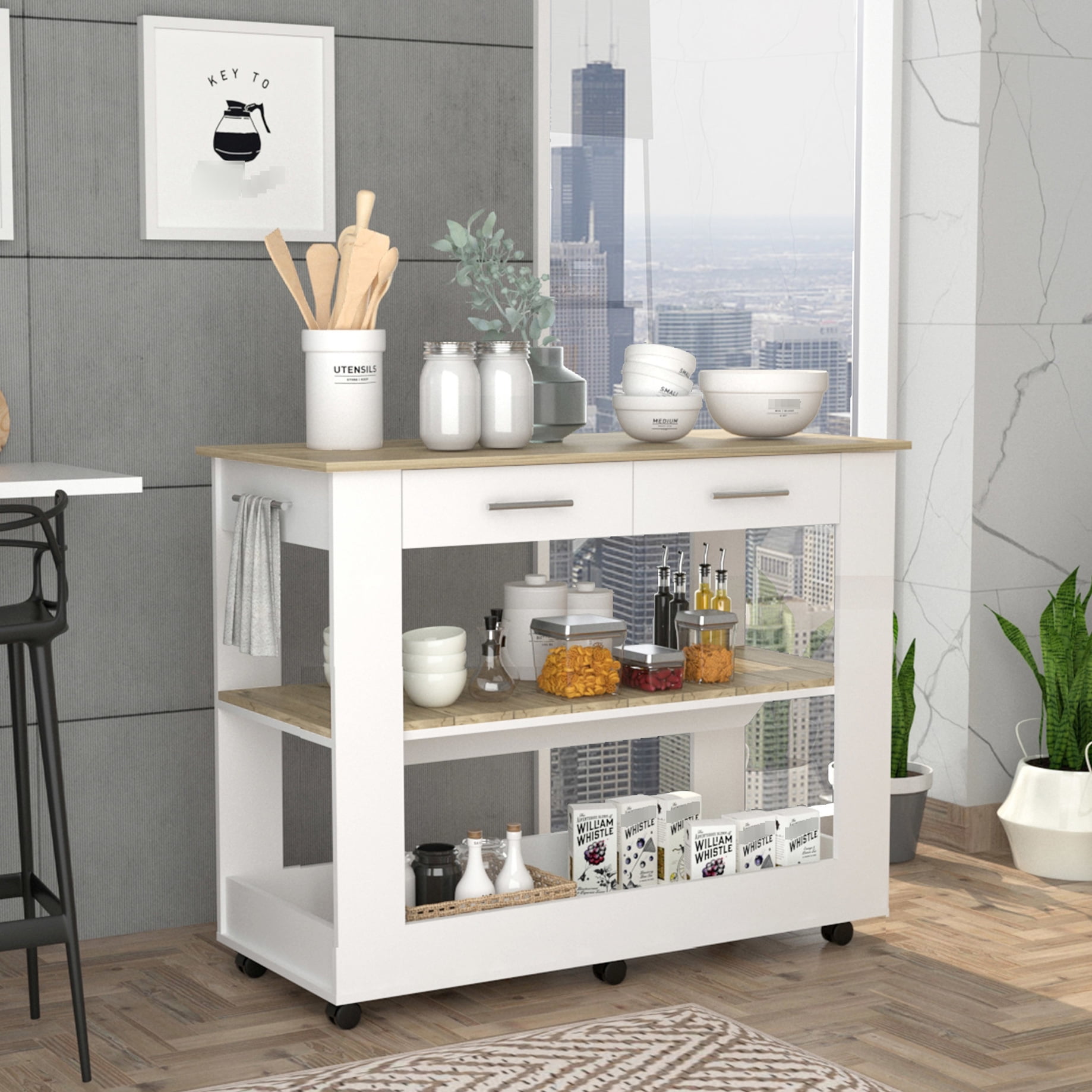 Six casters for movement - Quick repositioning - Kitchen layout change ...