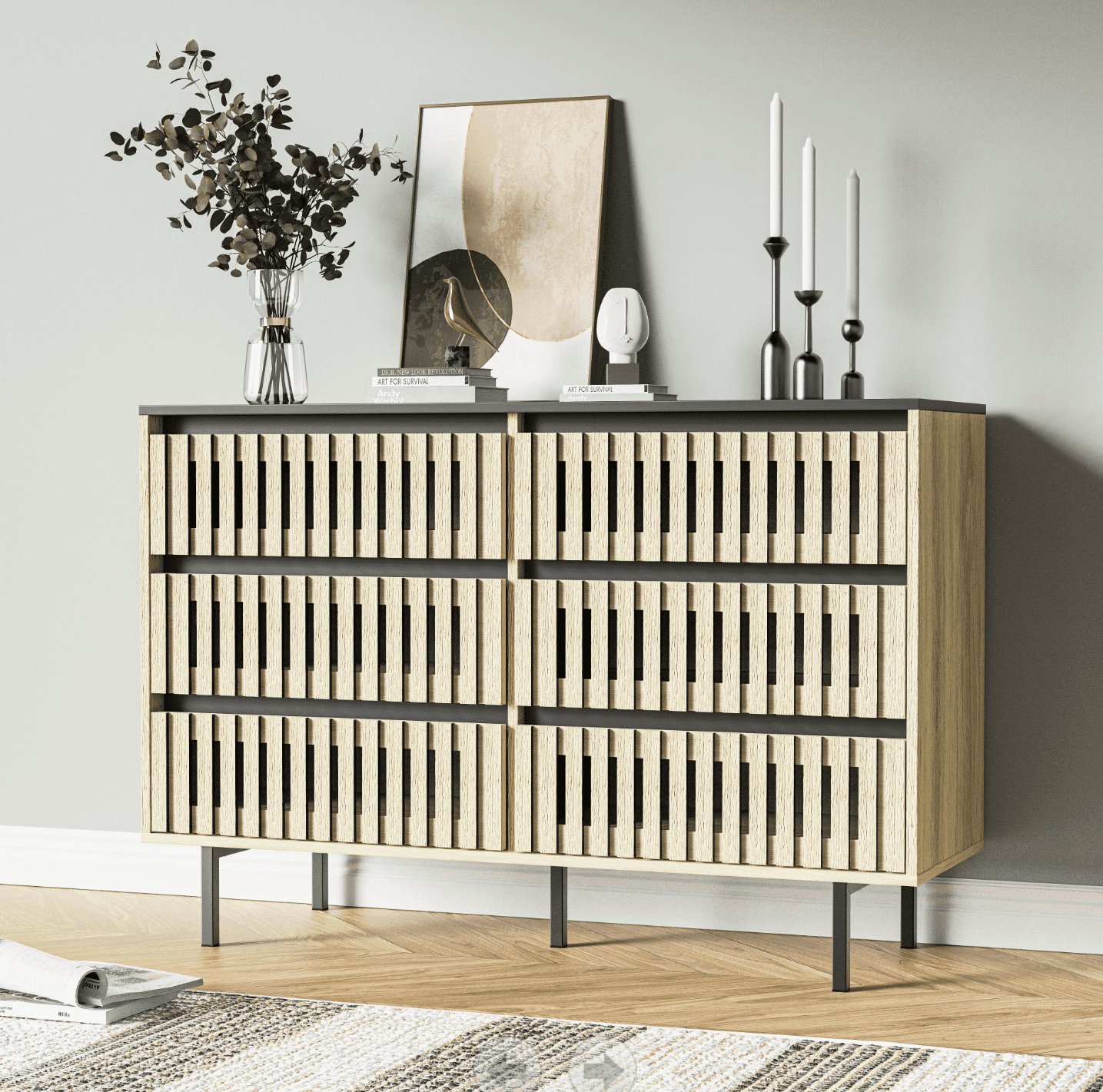Six-drawer storage, large capacity, modern minimalist chest of drawers ...