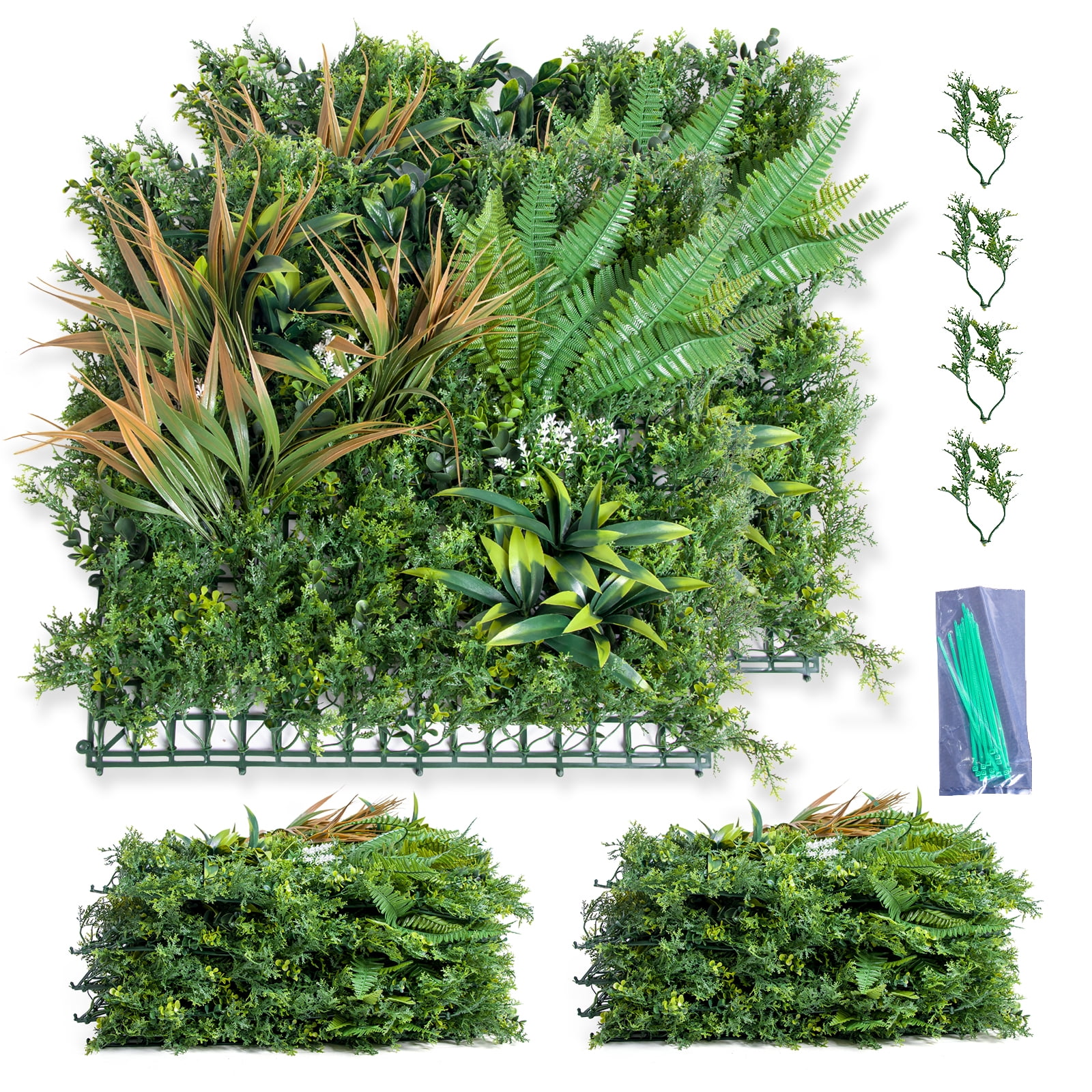 Six handfuls of large leaves 12-Pack 20x20 in Artificial Green Wall ...
