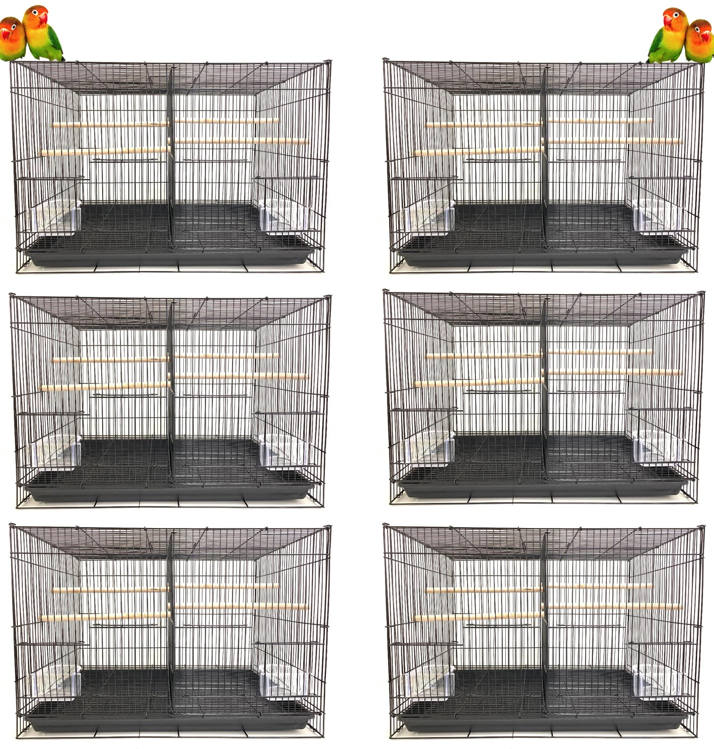 Six of Breeder Bird Flight Center Divider Cages Side Nesting Doors For ...