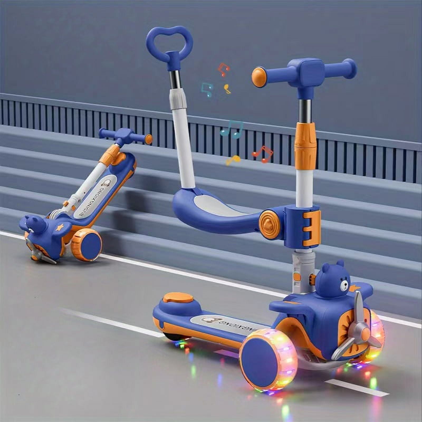 Sixbaby Kids Kick Scooter with LED Light-Up Wheels, Adjustable ...