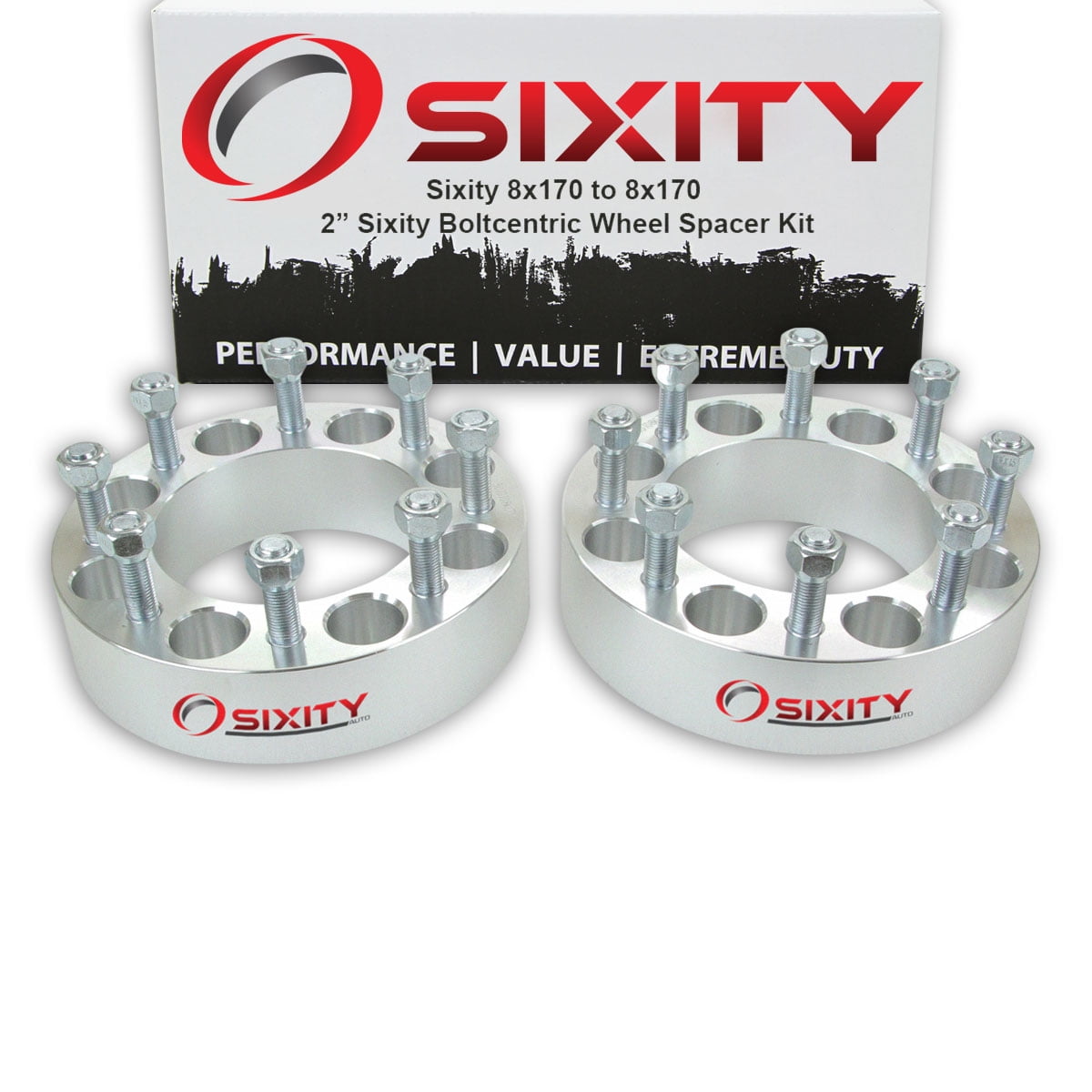 Sixity Auto 2 pc 2" 8x170 Wheel Spacers - Pickup Truck SUV M14x1.5mm 1 ...