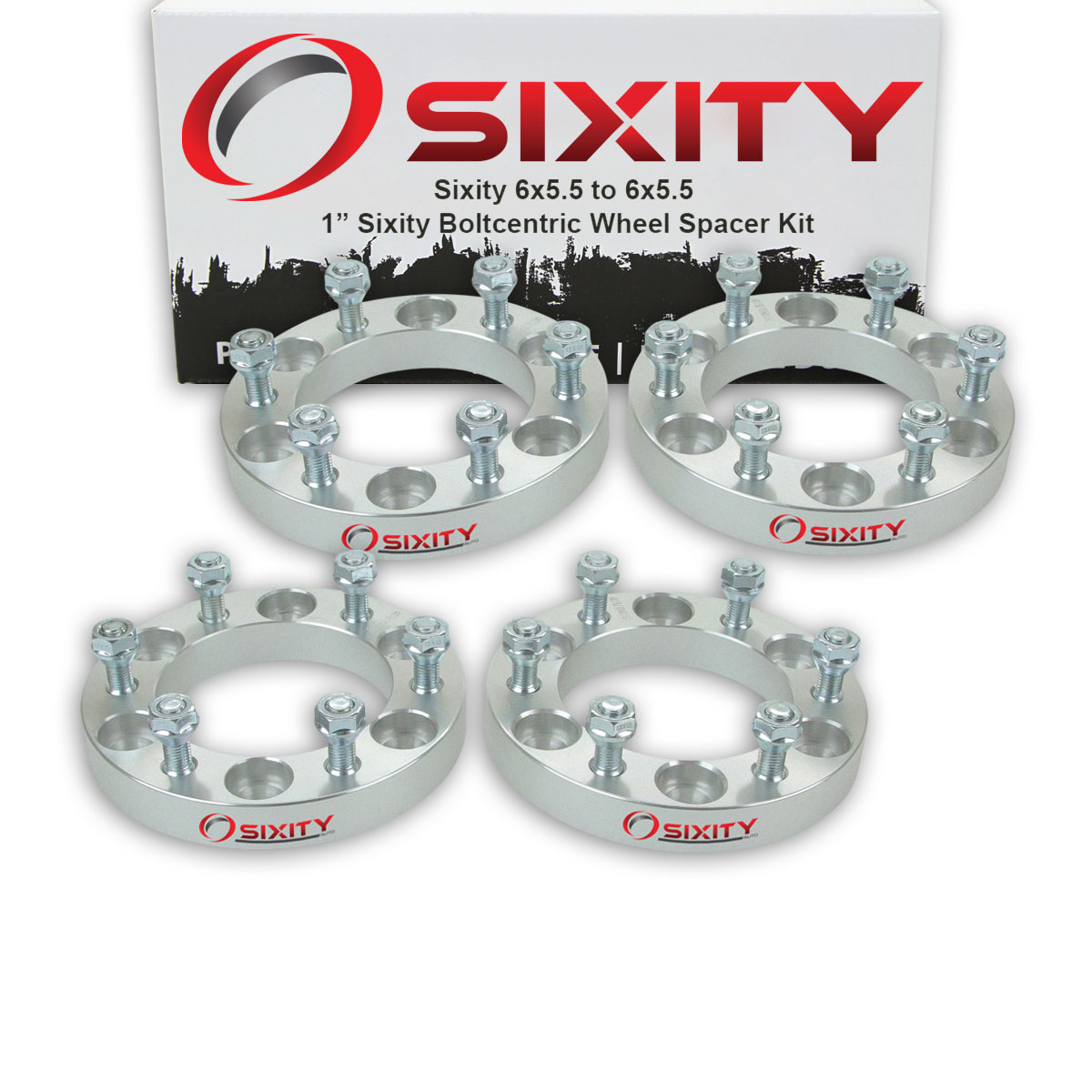 Sixity Auto 4 pc 1" 6x5.5 Wheel Spacers - Pickup Truck SUV M12x1.5mm 1 ...