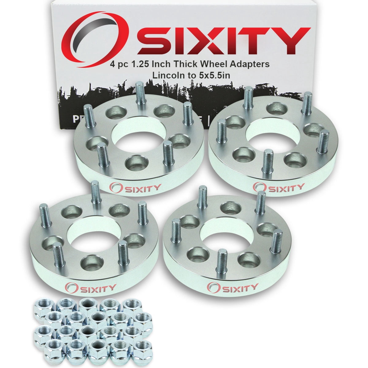 Sixity Auto 4 pc 5x4.5" to 5x5.5" Wheel Spacers Adapters 1.25 ...