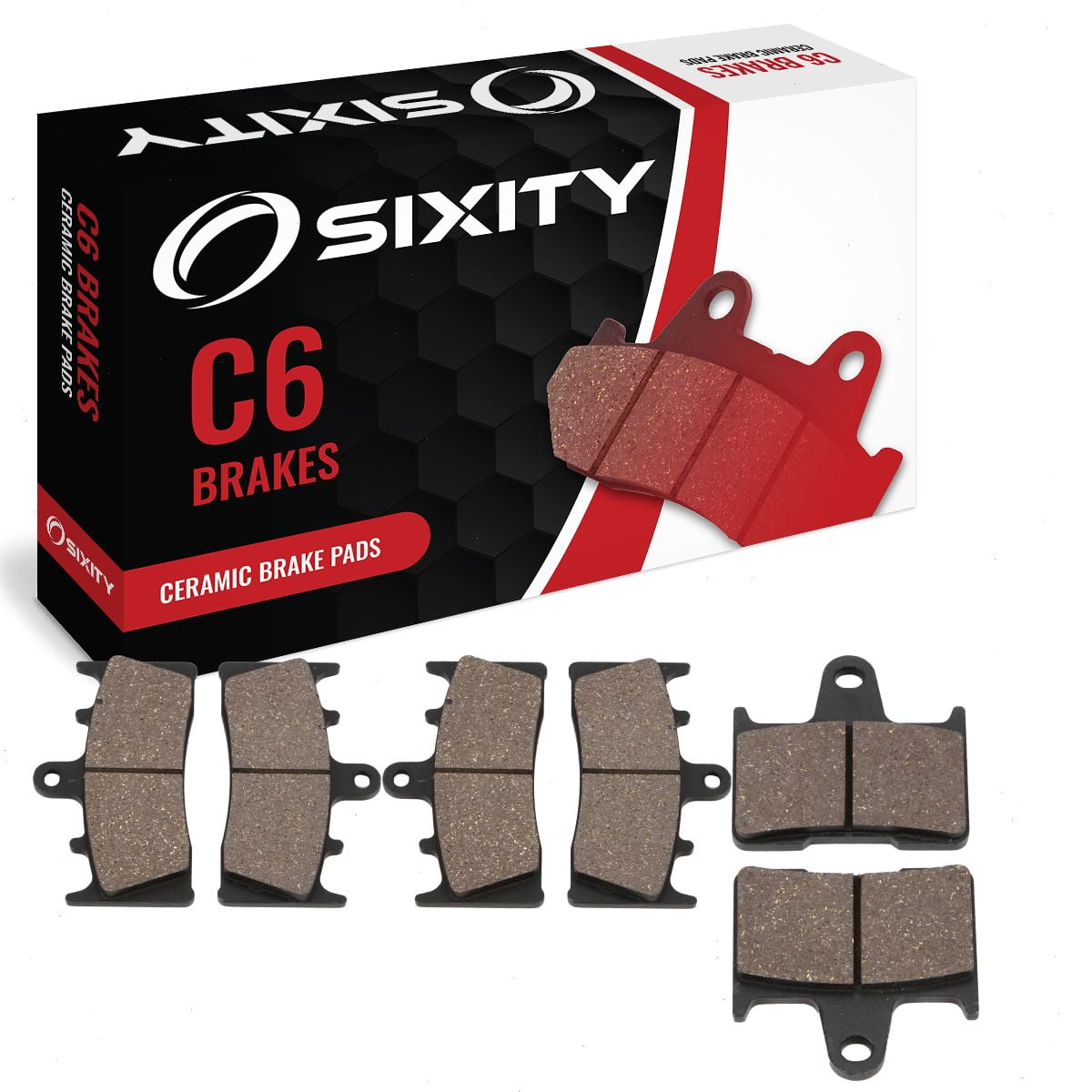 Sixity C6 Front Rear Ceramic Brake Pads compatible with Suzuki GSX ...