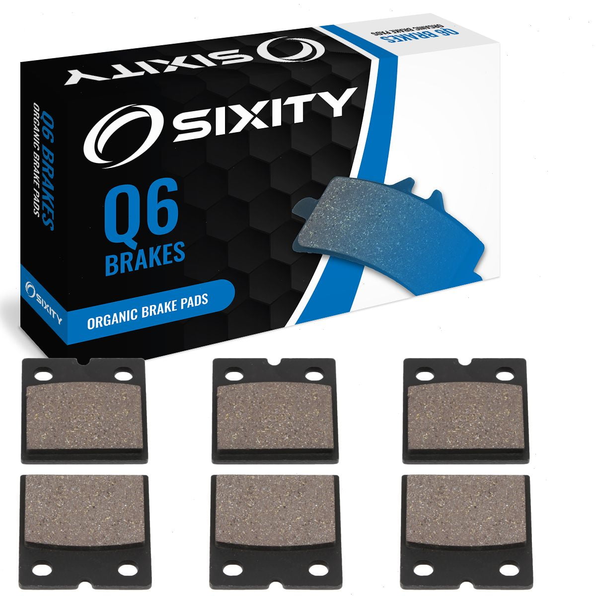 Sixity Q6 Front + Rear Organic Brake Pads compatible with Moto Guzzi ...