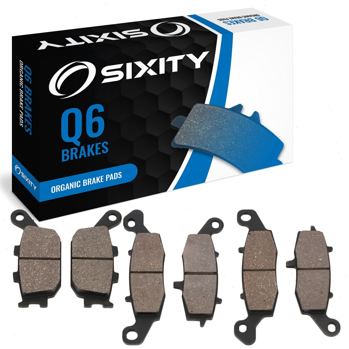Sixity Q6 Front Rear Organic Brake Pads compatible with Suzuki SV650S SK3 SK4 SK5 SK6 SK7 SK8 ...