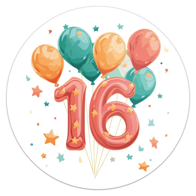 Sixteen 16 Years Birthday Sticker Phone Decal Water Bottle Stickers Car ...