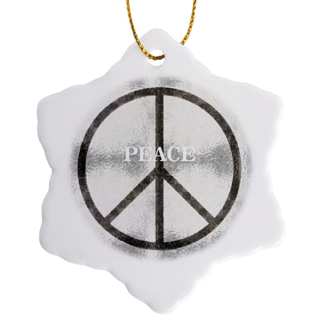 3drose, Sixties Silver Metal Peace Symbol, 3 inch Snowflake Porcelain ...