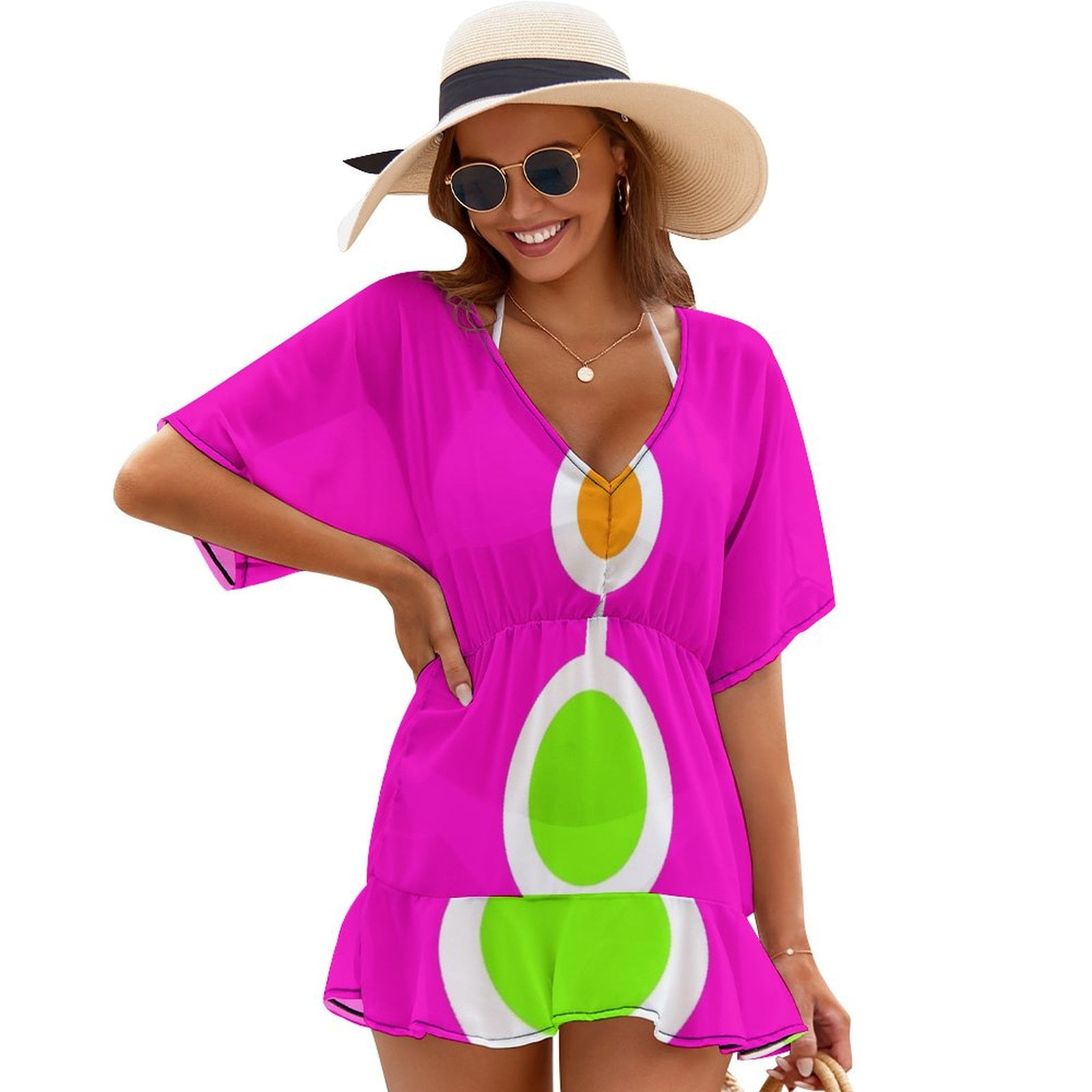 Sixties Style Neon Circles Cover Ups dresses summer woman 2024 Women's ...