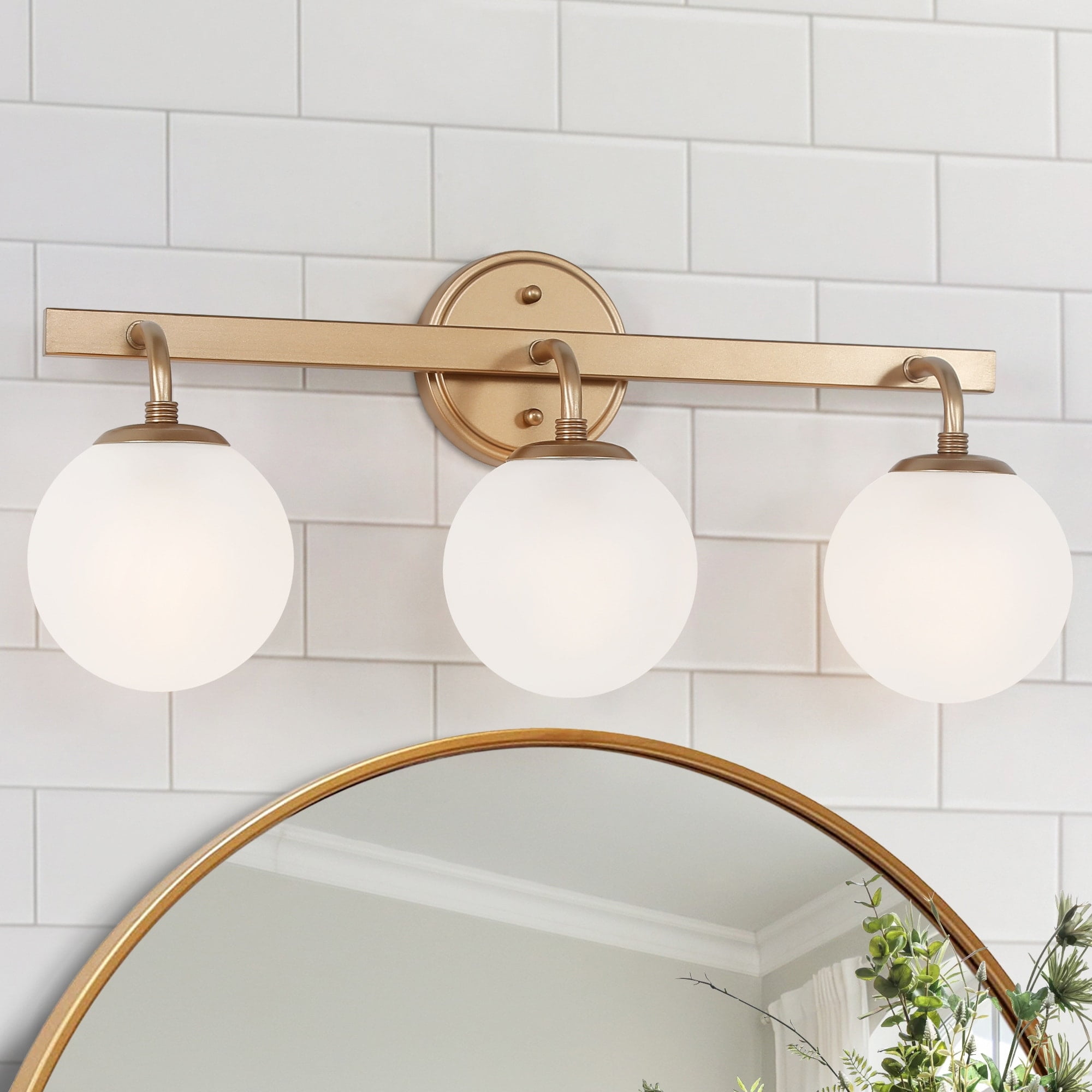 Siya Modern Gold Bathroom Vanity Light 3-light Wall Sconces with ...