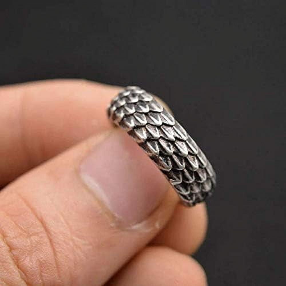 Size 10 Dragon Scale Ring Stainless Steel Coiled Snake Serpent Silver Tone Design - Walmart.com