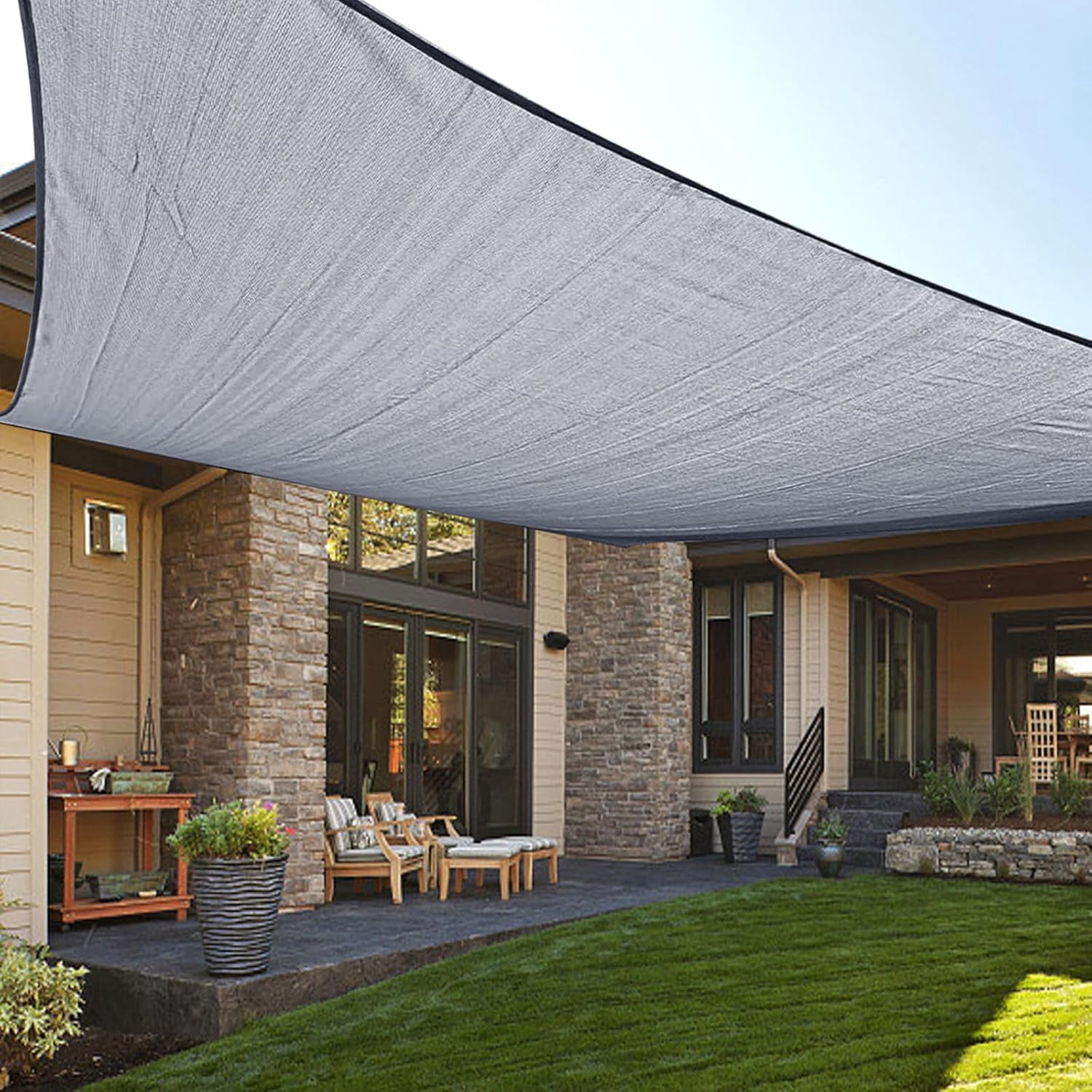 Size 10'x18' Silver Sun Shade Sail Canopy Commercial Rectangle Sail ...
