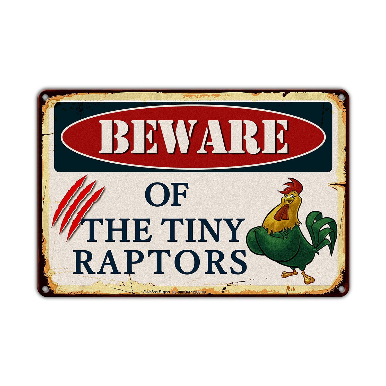 Size: 12*8 Inches Beware of The Tiny Raptors Sign, Caution Tiny Raptors ...