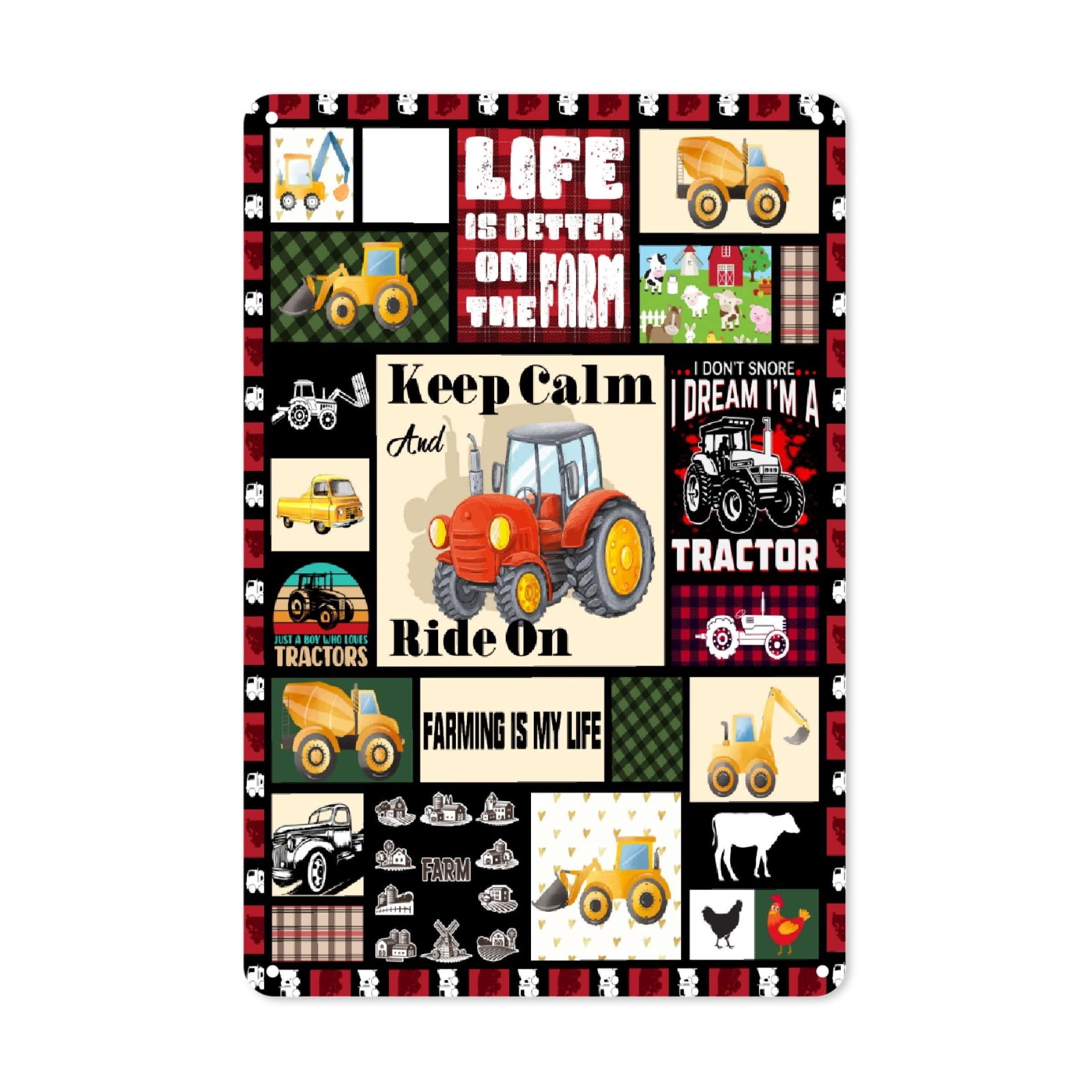 Size: 12*8 Inches Cute Tractor Poster Metal Sign, Educational Chart ...