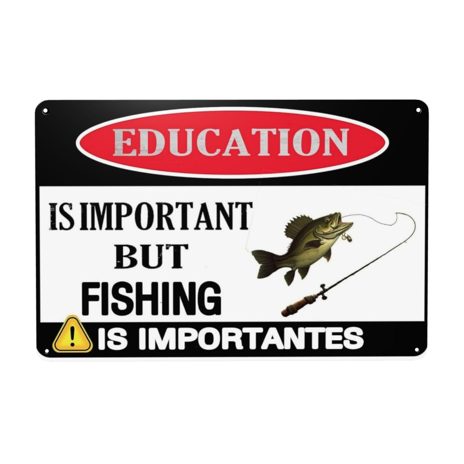 Size: 12*8 Inches Fishing Lover Metal Tin Sign - "Education vs Fishing ...