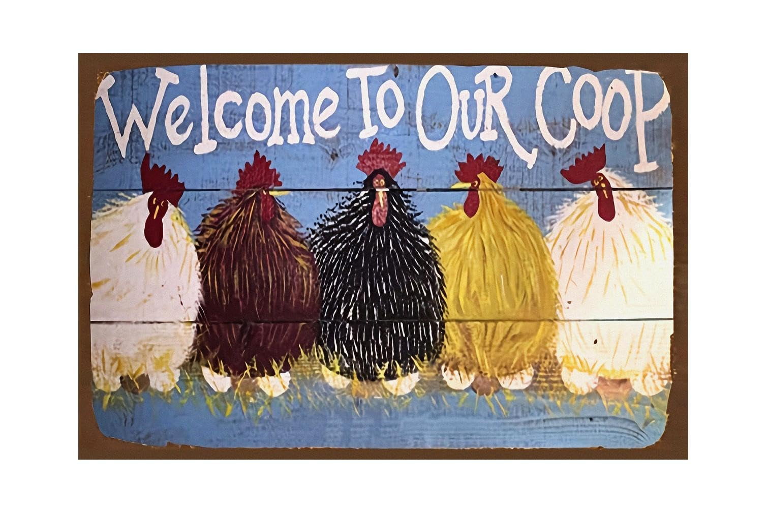 Size: 12*8 Inches Funny Chicken Sign, Metal Chicken Coop Tin Signs ...