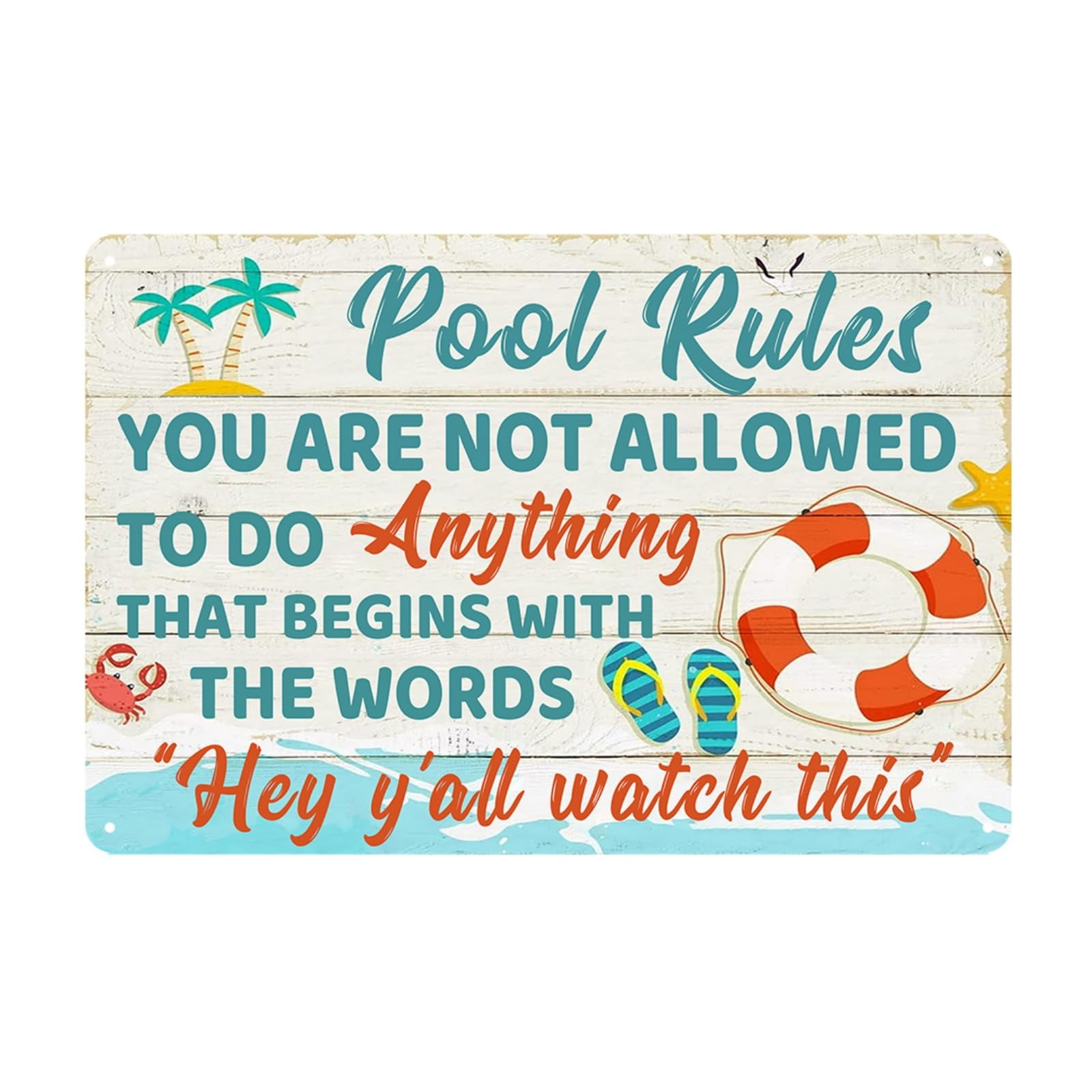 Size: 12*8 Inches Funny Pool Signs Pool Decorations Outdoor Pool Rules ...