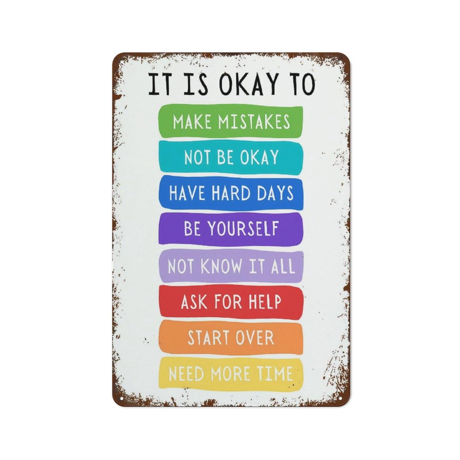 Size: 12*8 Inches Funny Vintage Tin Metal Sign It's Okay to Not Be Okay ...