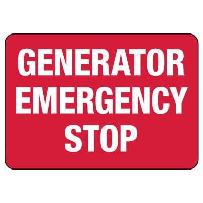 Size: 12*8 Inches Generator Emergency Stop Sign Safety & Compliance ...