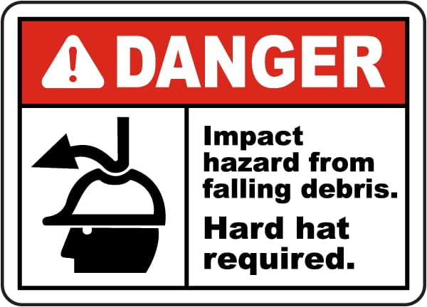 Size: 12*8 Inches Metal Sign Warning Tin Sign Danger Impact Hazard From ...