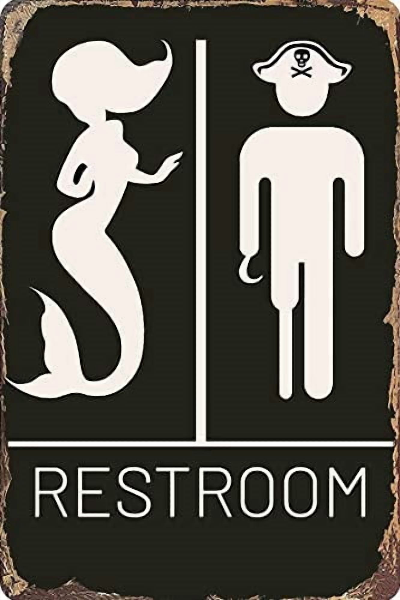 Size: 12*8 Inches Nautical Restroom Sign - Pirate and Mermaid Themed ...