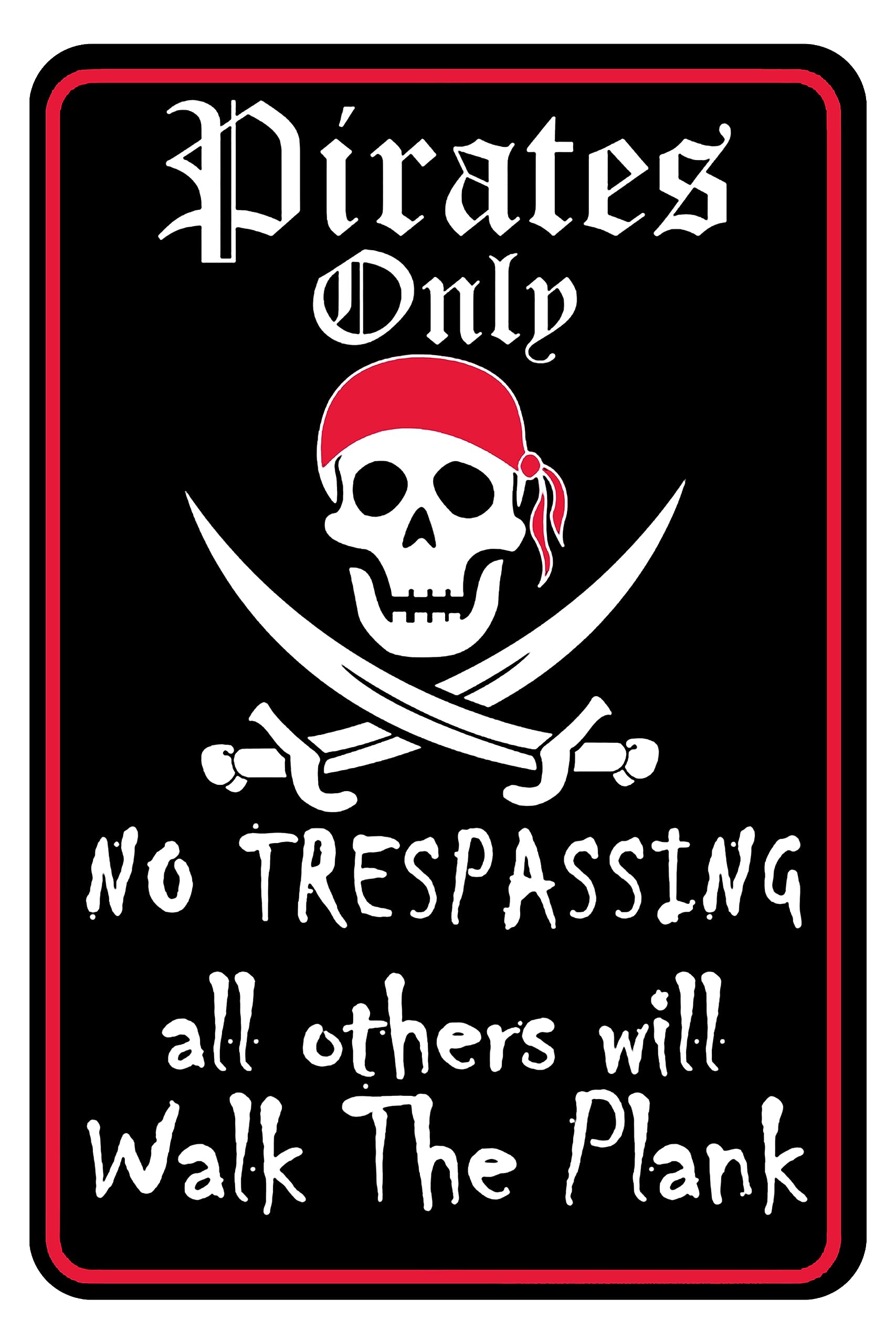 Size: 12*8 Inches Pirate Theme Pin Signs Decor 12"x8" Metal Sign ...
