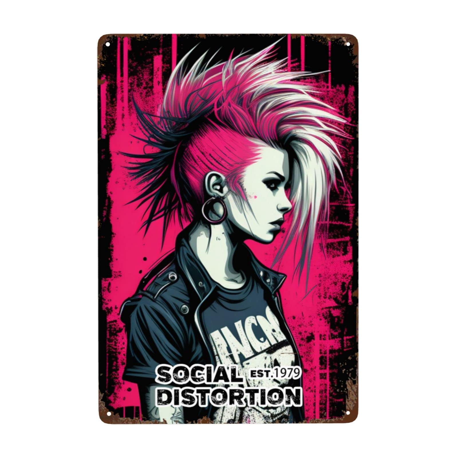 Size: 12*8 Inches Punk Rock Tin Plaque - Social Distortion Wall Art for ...