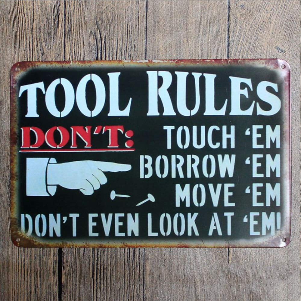 Size: 12*8 Inches Robert Art Garage Tool Rule Tin Metal Wall Decoration ...