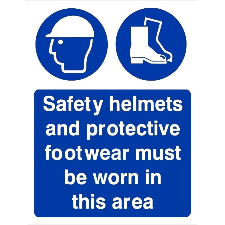 Size: 12*8 Inches Safety Helmets And Protective Footwear Must Be Worn ...