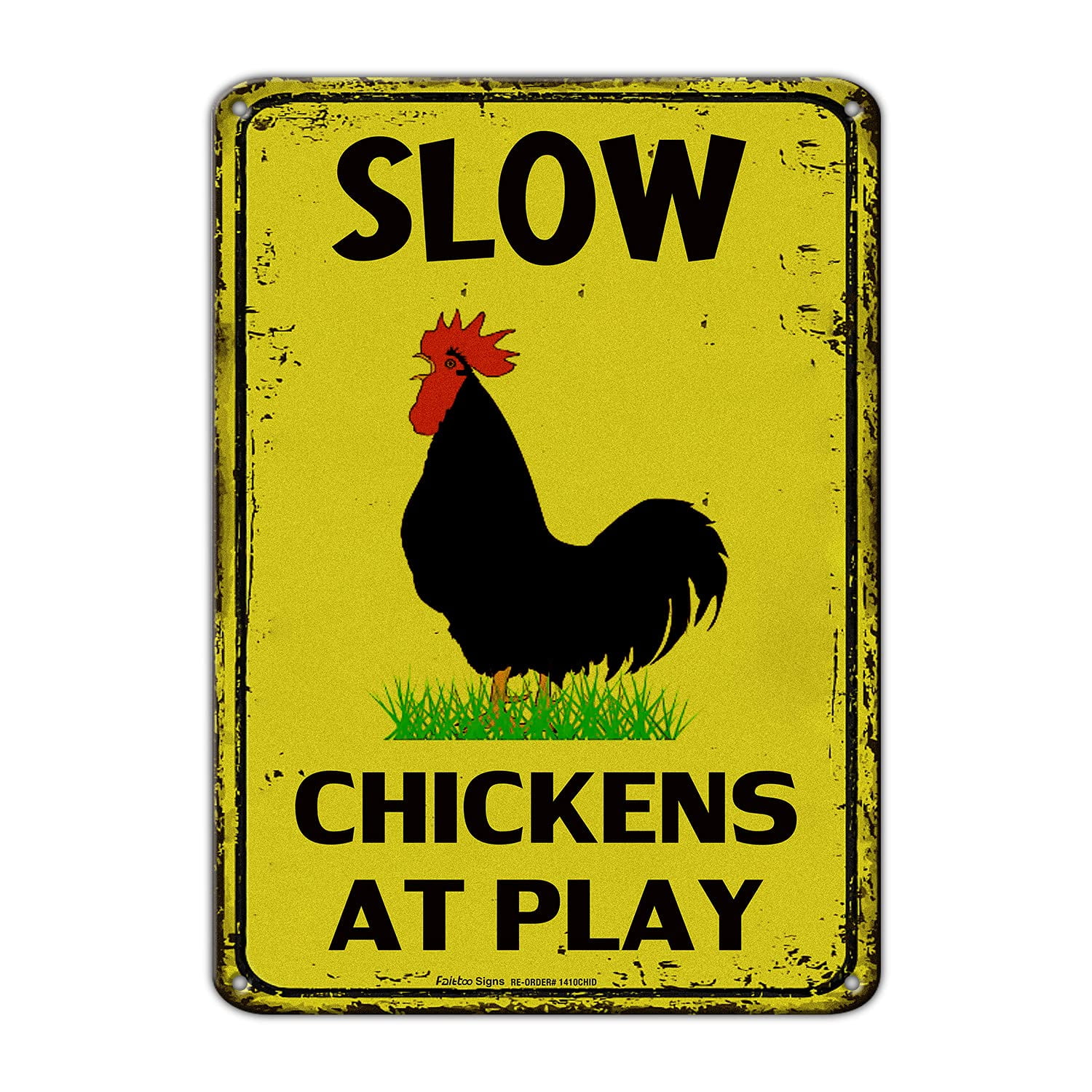 Size: 12*8 Inches Slow Chickens at Play Caution or Chicken Crossing ...