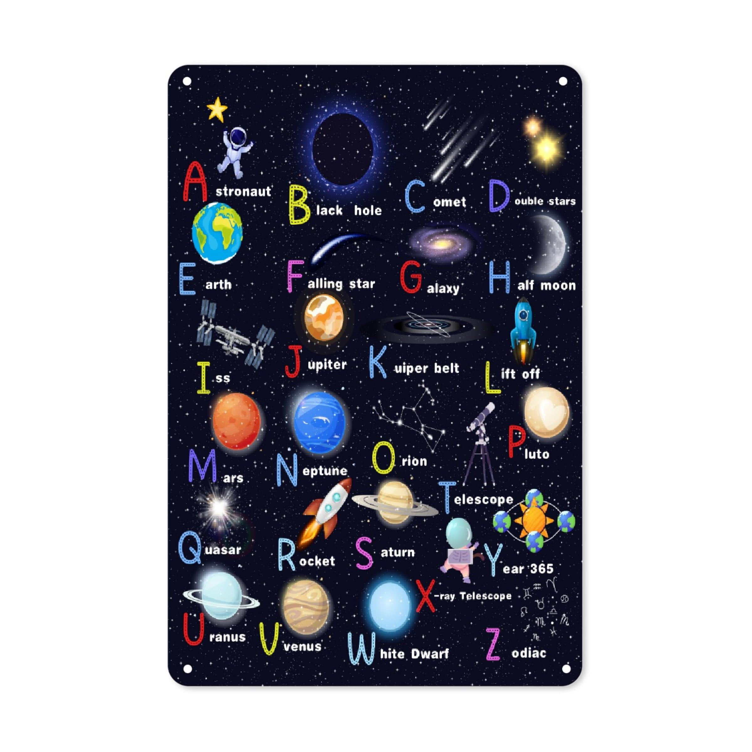 Size: 12*8 Inches Space Alphabet Poster Metal Sign, Astronaut Outer ...