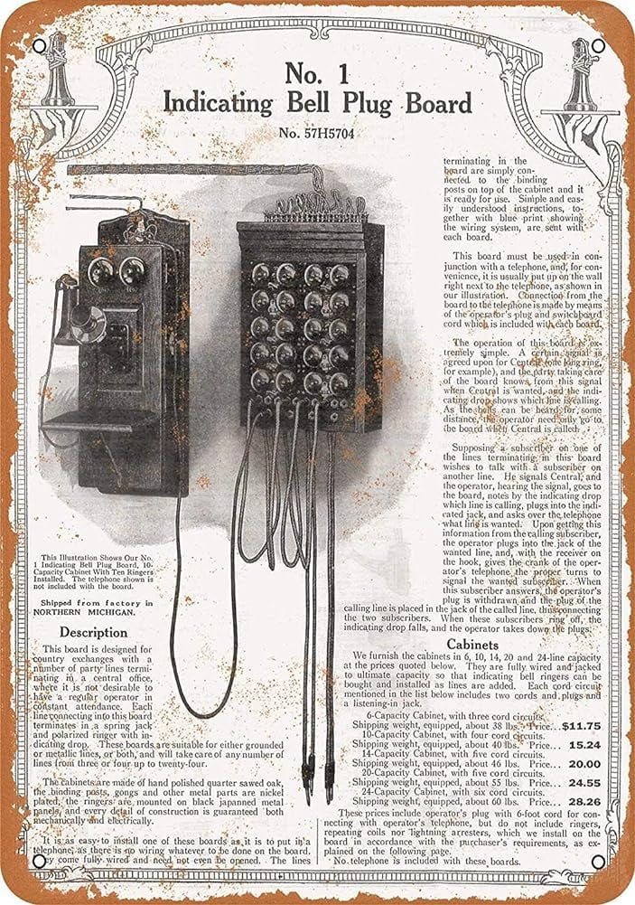 Size: 12*8 Inches Telephone Operator Switchboard Tin Sign Wall Iron ...