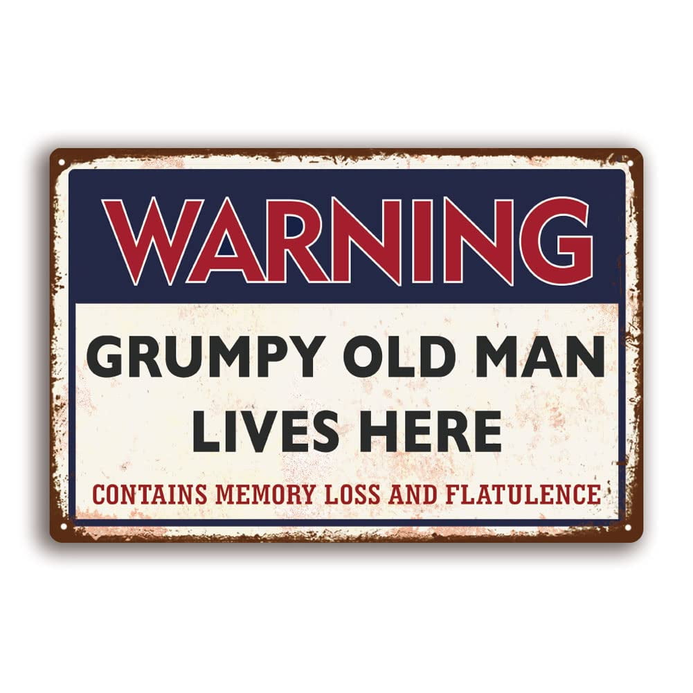 Size: 12*8 Inches Tin Sign Grumpy Old Man Lives Here Tin Sign Vintage ...