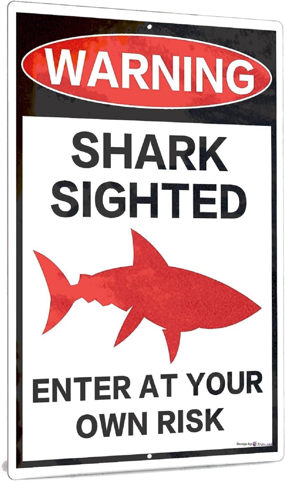 Size: 12*8 Inches Tin Sign Warning, Warning Shark Sighted Enter at Your ...