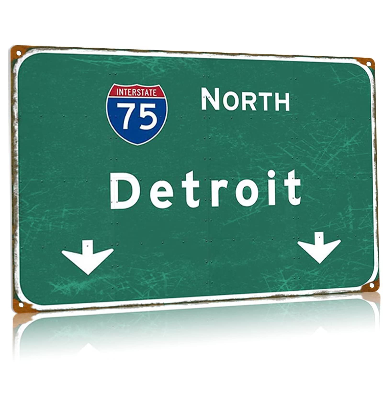 Size: 12*8 Inches Vintage Green Metal Tin Signs North Detroit ...