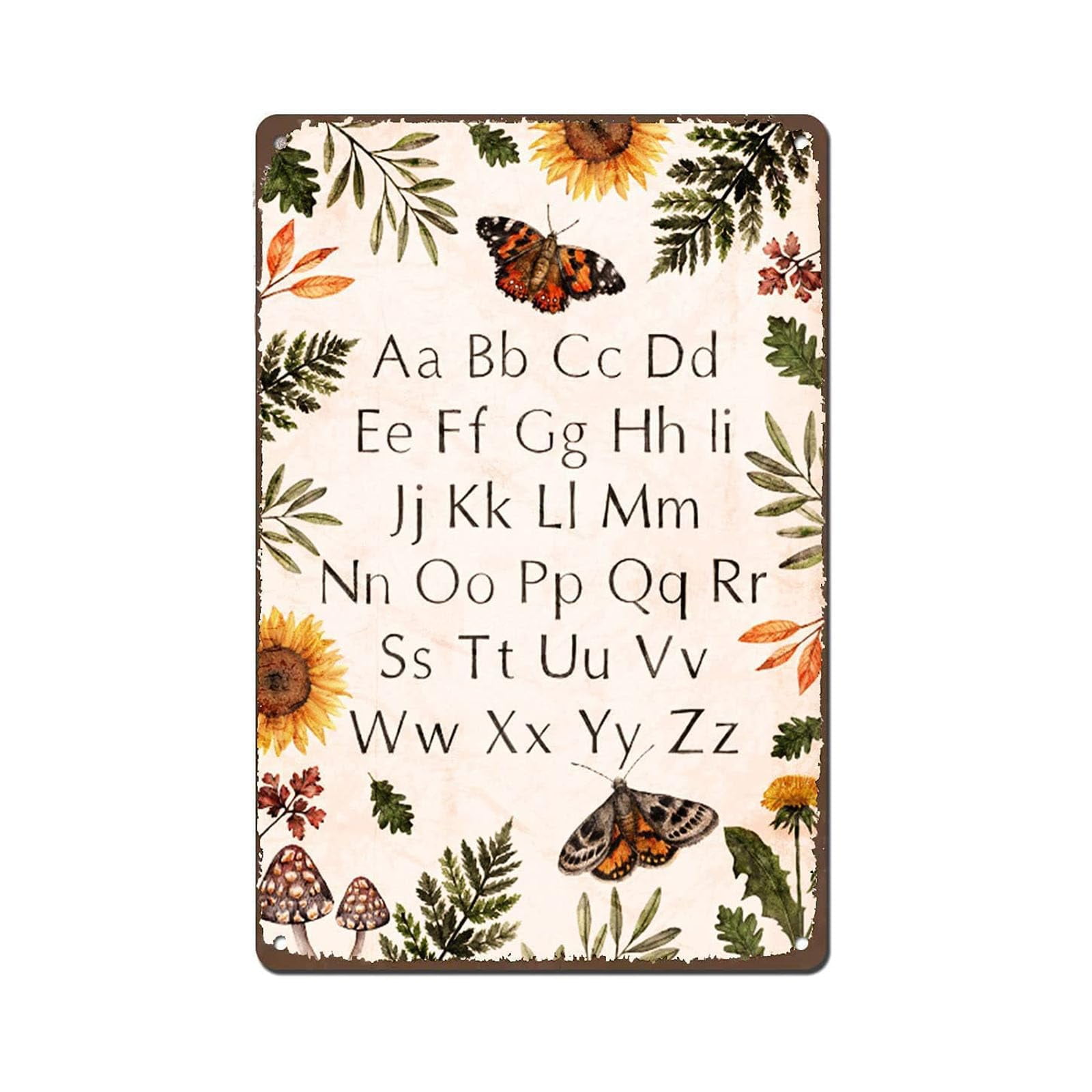 Size: 12*8 Inches Vintage Playroom Decor Alphabet Tin Sign Art Nature ...
