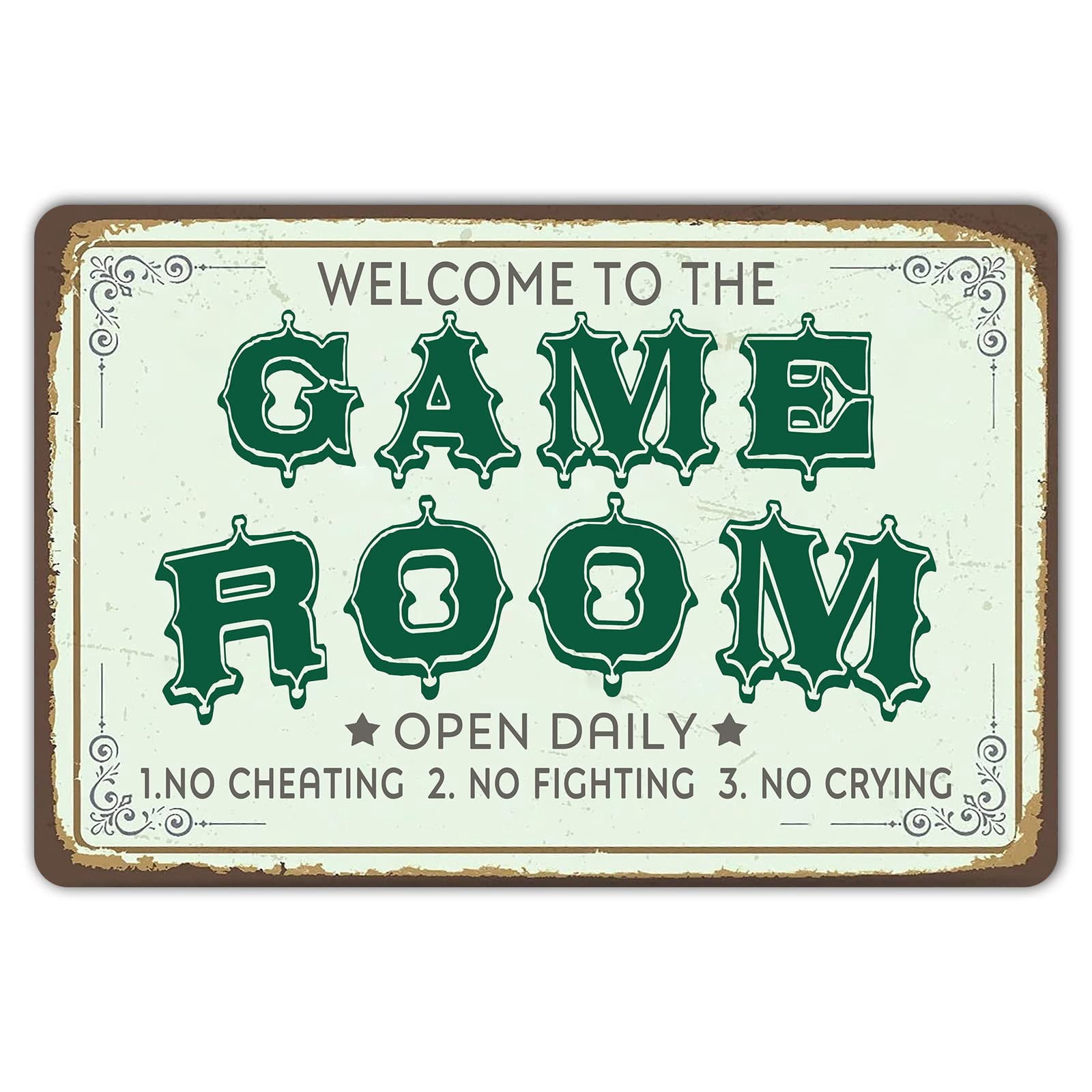Size: 12*8 Inches Vintage Welcome To Game Room Tin Sign Decor Metal ...