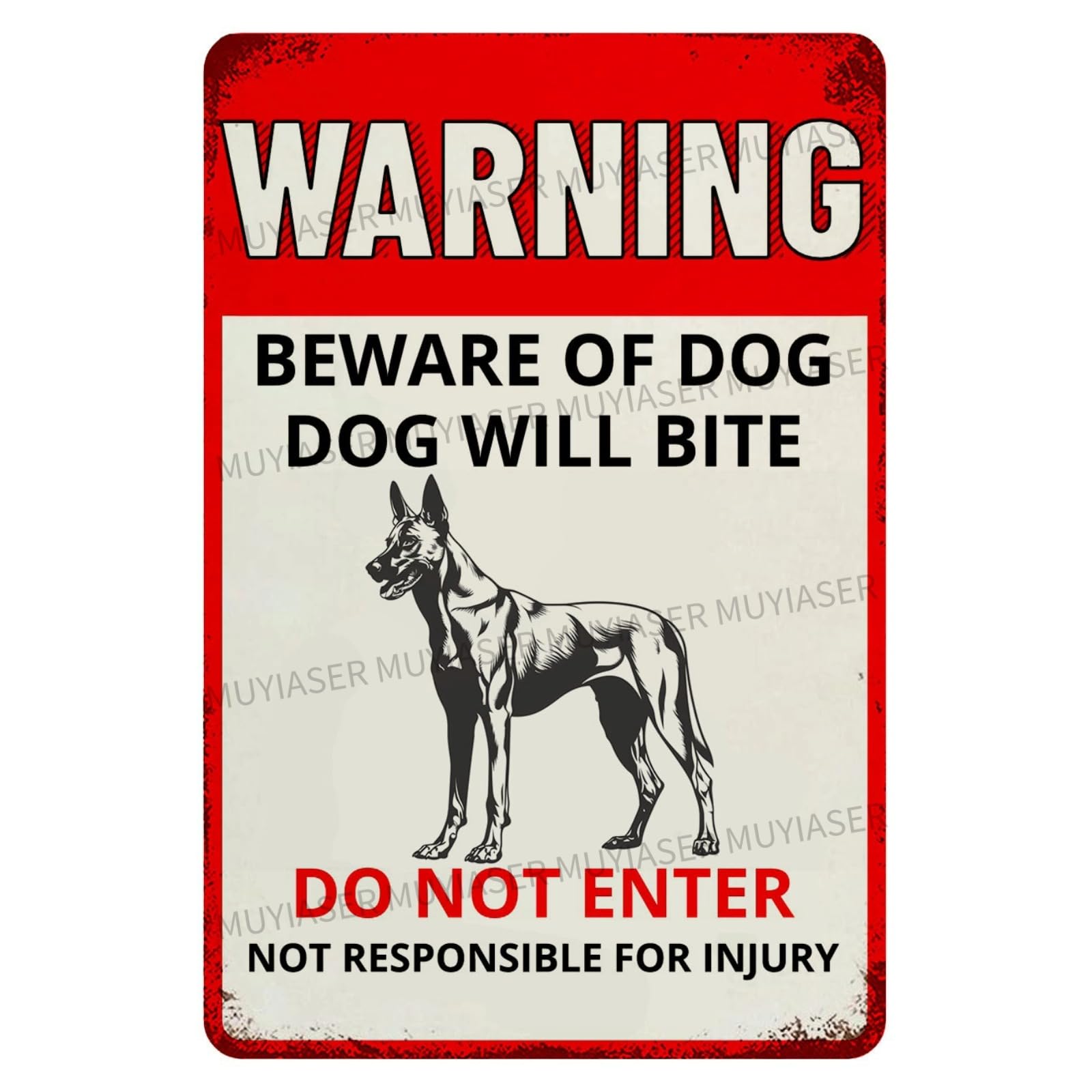 Size: 12*8 Inches Warning Beware Of Dog Sign Dog Will Bite Belgian ...