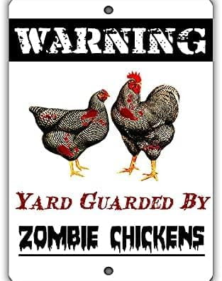 Size: 12*8 Inches Zombie Chicken Guards Indoor Outdoor Metal Tin Sign ...