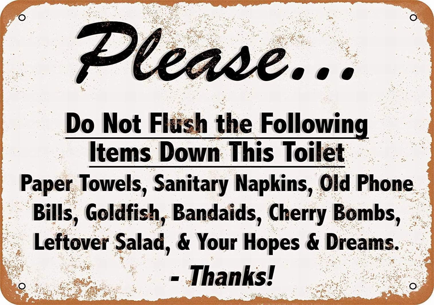 Size: 12x8 Inches Metal Sign - Please Do Not Flush Your Hopes Dreams ...