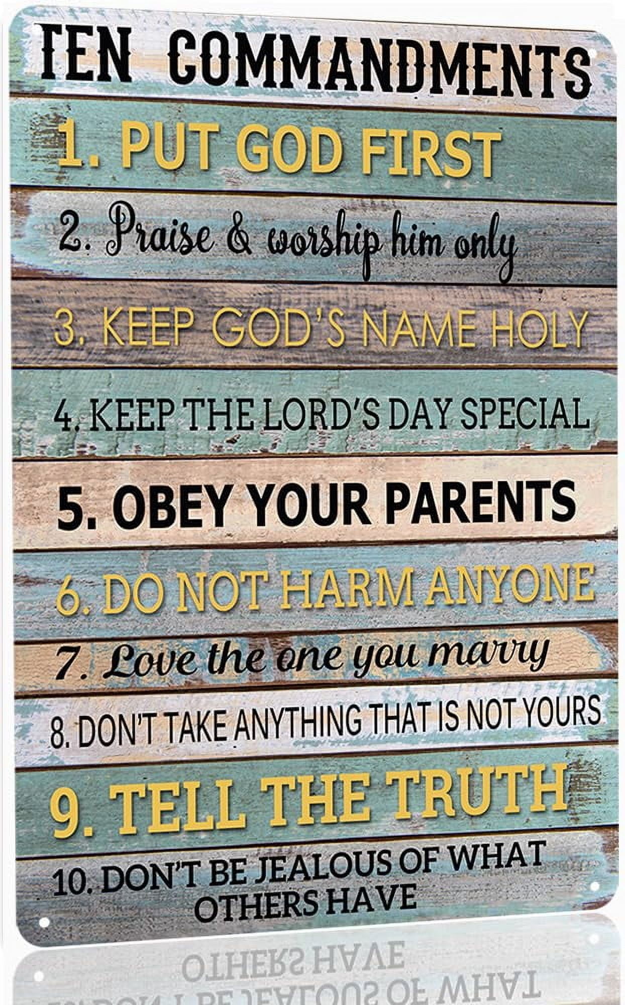 Size: 12x8 Inches The Ten Commandments Metal Tin Sign 10 Commandments ...