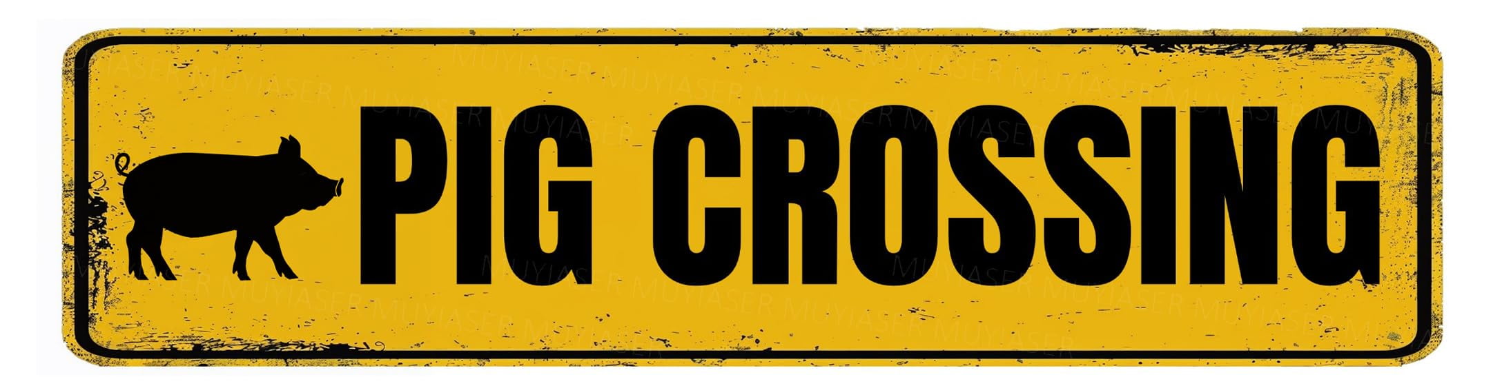 Size: 16*4 Inches Metal Aluminum Sign Pig Crossing Vintage Signs Retro ...