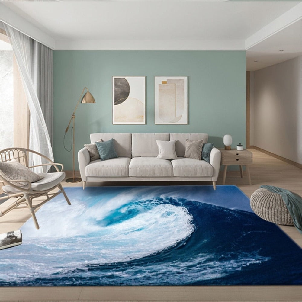 Size 160x200cm 3D Ocean Waves Beach Carpet Rug Mat Vibrant Coastal ...
