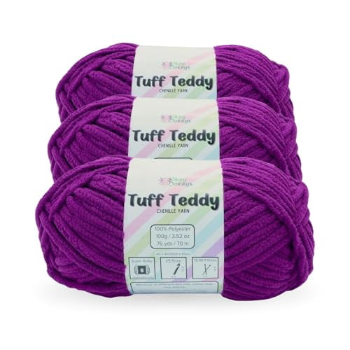 Size 6 Chenille Yarn 10.5oz/300g 192yds/210m, Amethyst Purple, Color 46 ...