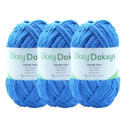 Size 6 Chenille Yarn 10.5oz/300g 192yds/210m, Bright Blue - Walmart.com