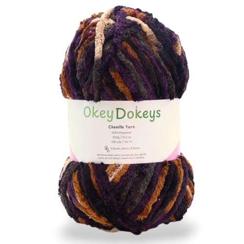Size 7 Chenille Yarn, 300g/108yds Jumbo Velvet Yarn, 100% Polyester ...